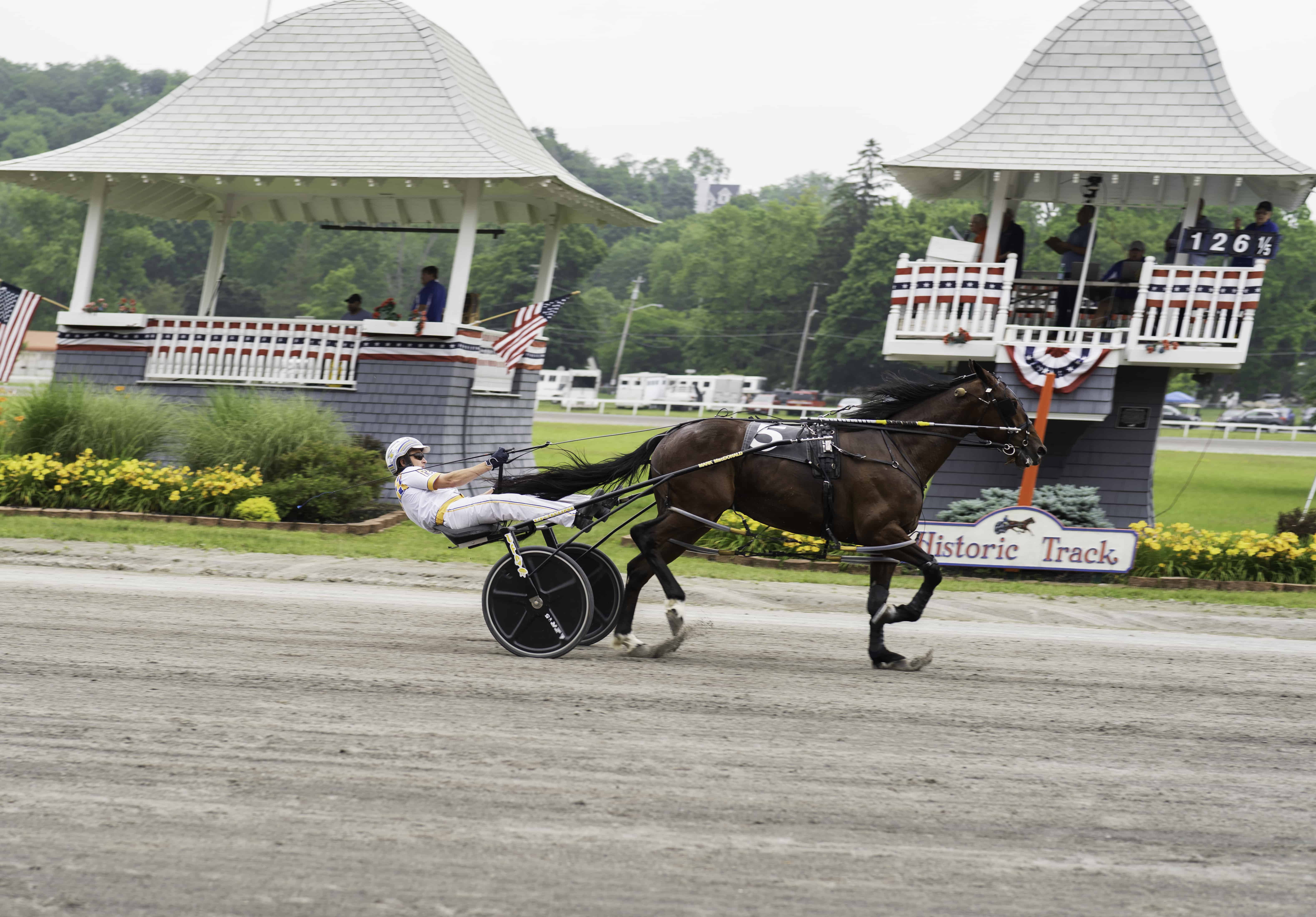 Race # 7 Winner Johnny Sack #5 DSC00066-Finish – Goshen Historic Track
